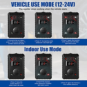 Qualirey 2 Pcs Ultrasonic Rodent Repellent for Car Engines Rodent Deterrent for Cars Indoor Outdoor Rat Deterrent Keep Rat Mice Mouse Squirrel Away from Car Engine Truck Garage Attic, with 3 Batteries