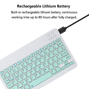 Ultra-Slim Rechargeable Bluetooth Keyboard Portable Compact Wireless Keyboard for Android Windows Samsung Galaxy Tab Tablet Smartphone Cell Phone iOS iPhone iPad, iPad Pro, iPad Air, iPad Mini (Green)
