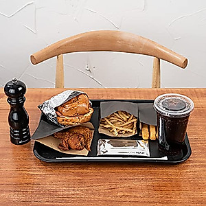 Restaurantware 12 x 16 Inch Fast Food Trays 10 Rectangle Plastic Serving Trays - Dishwashable Textured Black Plastic Cafeteria Trays For Meals And Glassware