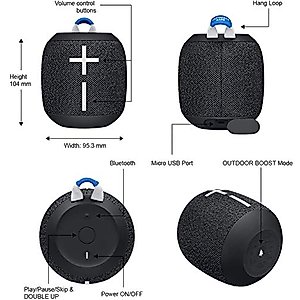 Logitech Ultimate Ears UE WONDERBOOM 2 Bluetooth Speaker - Wireless Boom Box Waterproof with Double-Up Connection (Non Retail Packaging) - (Deep Space)