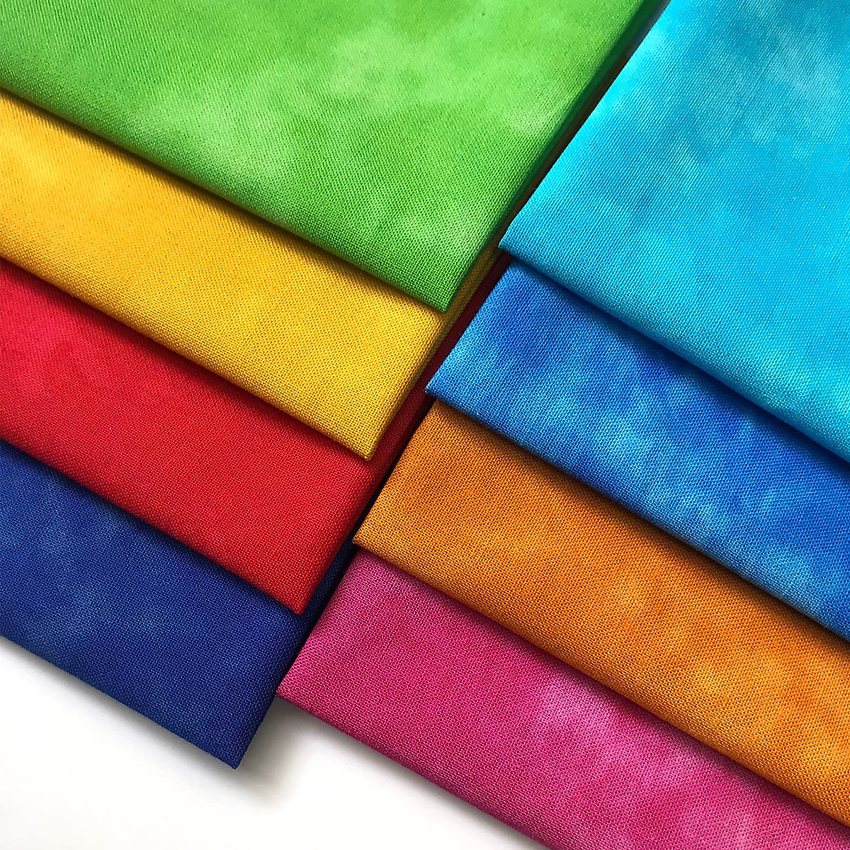 Misscrafts Quilting Fabric 100% Cotton Craft Fabric Bundle Squares Fat Quarters Multicolored for Patchwork DIY Sewing Scrapbooking (8 Pieces, Tie-dye, 20x25cm)