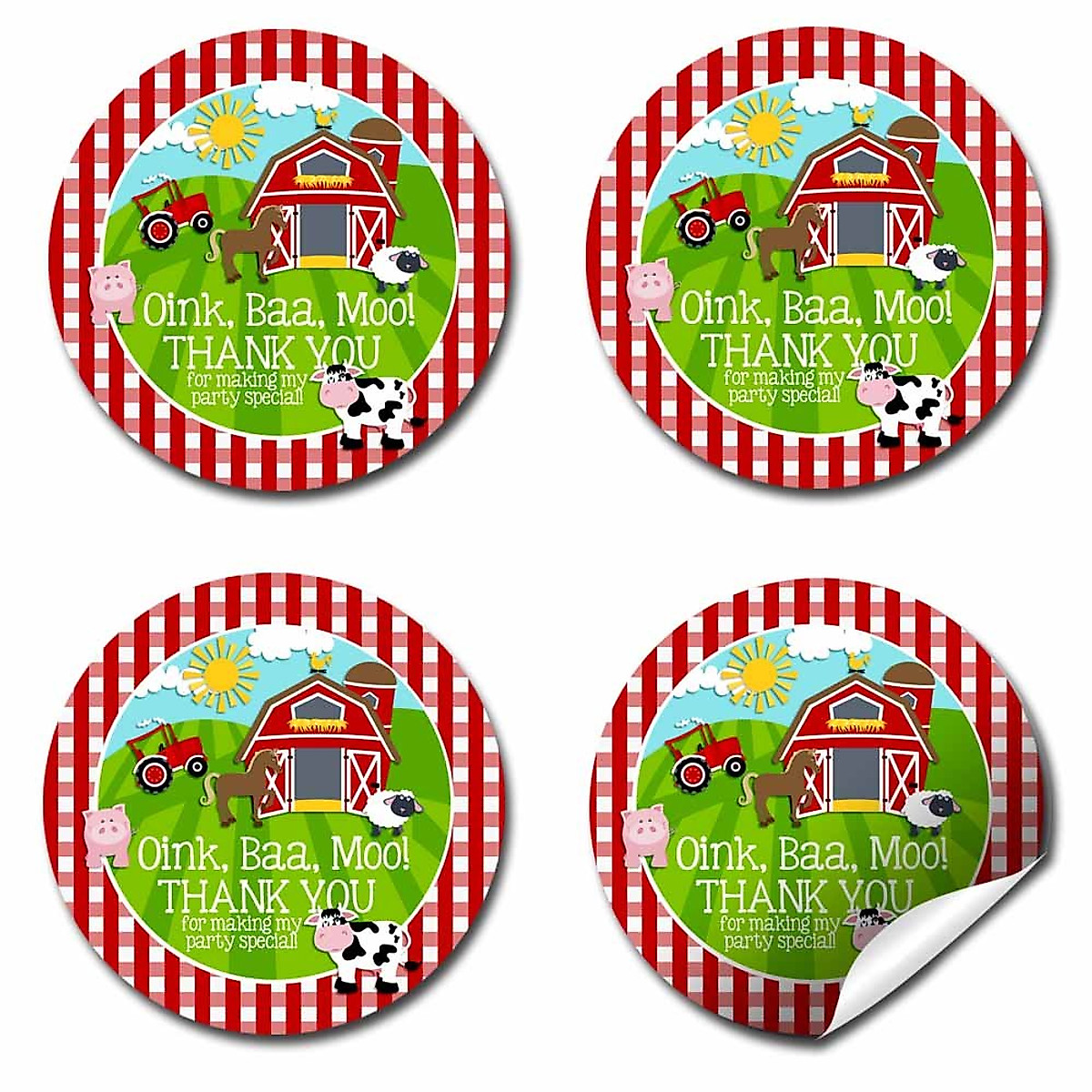 Barnyard Bash Birthday Party Sticker Labels, 40 2" Party Circle Stickers by AmandaCreation, Great for Party Favors, Envelope Seals & Goodie Bags