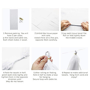 Meiduo Blue Party Decorations Hanging Paper Fans Pom Poms Flowers Tissue Tassel Garland for Elephant Shark Theme Kids Birthday Baby Shower Graduation