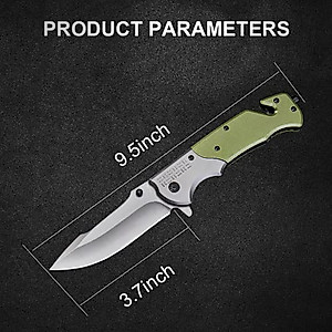 Hatrood Folding Pocket Knife,Pocket Knives with G10 Handle Sharp Blade Pocket Knife for Men Camping Hunting Birthday Christmas Gifts for Men,Green