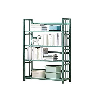 IOTXY Adjustable Bamboo Open Bookshelf - Large 4-Tier Free Standing Storage Rack, Multifunctional Display Stand for Home and Office, Bookcase, Light Green