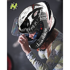 HAX Full Face Motorcycle DOT Approved Helmet with Dual Rear Wing and Pinlock Ready - Lightweight and Durable Motorbike Street Bike Helmet for Adults (Impulse Devour Black,XL)