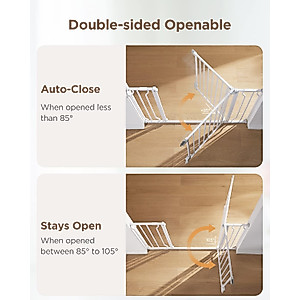 Ciays Baby Gate 29.5” to 41.3”, 30-in Height Extra Wide Dog Gate for Stairs, Doorways and House, Auto-Close Safety Metal Pet Gate for Dogs with Alarm, Pressure Mounted, White