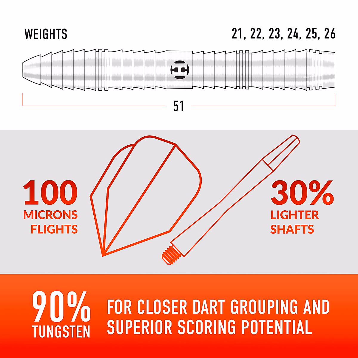 Harrows Sabre 90% Tungsten Steel Tip Darts Set I 21g to 26g All Weights Available I Huge 24pcs Bundle with Spare Shafts, Prime Flights & Travel Case (22 Grams)