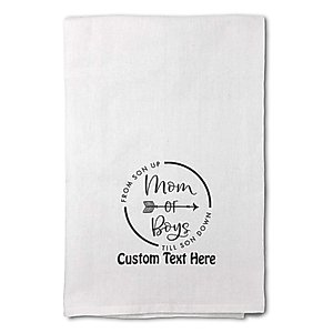 Style In Print Custom Mother's Day Decor Flour Kitchen Towels from Son up Mom of Boys Till Down Fashion Humour Cleaning Supplies Dish Personalized Text Here