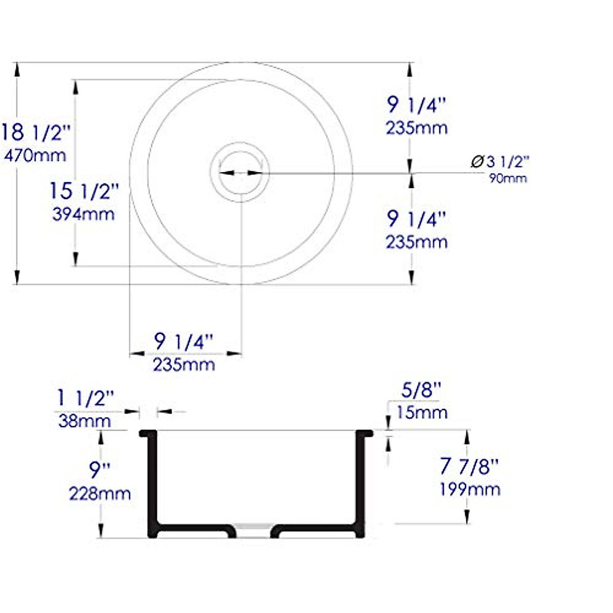 ALFI brand ABF1818R-BM Kitchen Sink, Black Matte