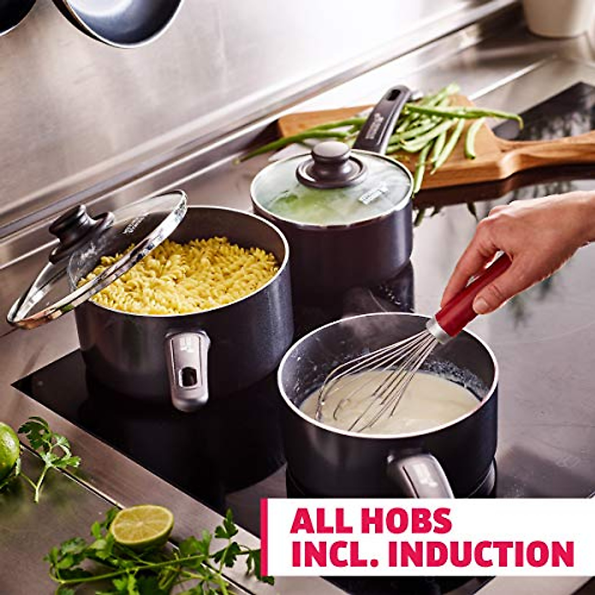 Kitchen Stories Searsmart Nonstick Frying Pan 24cm-Black-Induction Compatible-Oven Safe, 24 cm - Frypan