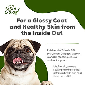 Wholesome Pet Wags Canine Skin & Coat Soft Chews | Dog Vitamins and Supplements, with Fish Oil, Biotin, Vitamin A & D3, Promotes Skin Health, with Omega-3 Fatty Acids | 60 Chews (180 g, 6.35 oz.)
