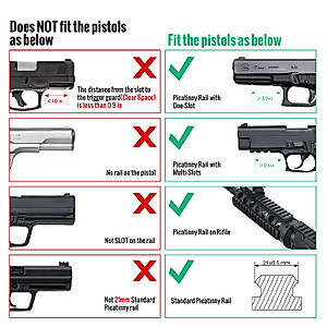 Gmconn Pistol Flashlight Green Laser White LED Light Combo with Compact Rail Mount for Handgun Picatinny Rail (Green Laser)
