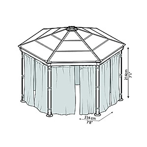 Palram - Canopia Roma/Monaco Garden Gazebo Netting Set Gray - 6 Pieces