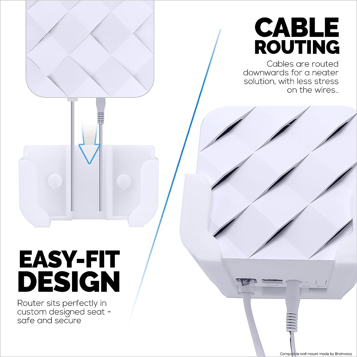 Adhesive Wall Mount for Netgear Orbi RBK13 Router, Strong VHB Adhesive, Easy to Install, Reduce Interference & Increase Range, Stick On & Screw-in Mounting by Brainwavz