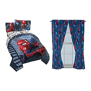 Jay Franco Marvel Spiderman Crawl Full Bed Set and Spidey Daze Drapes Bundle