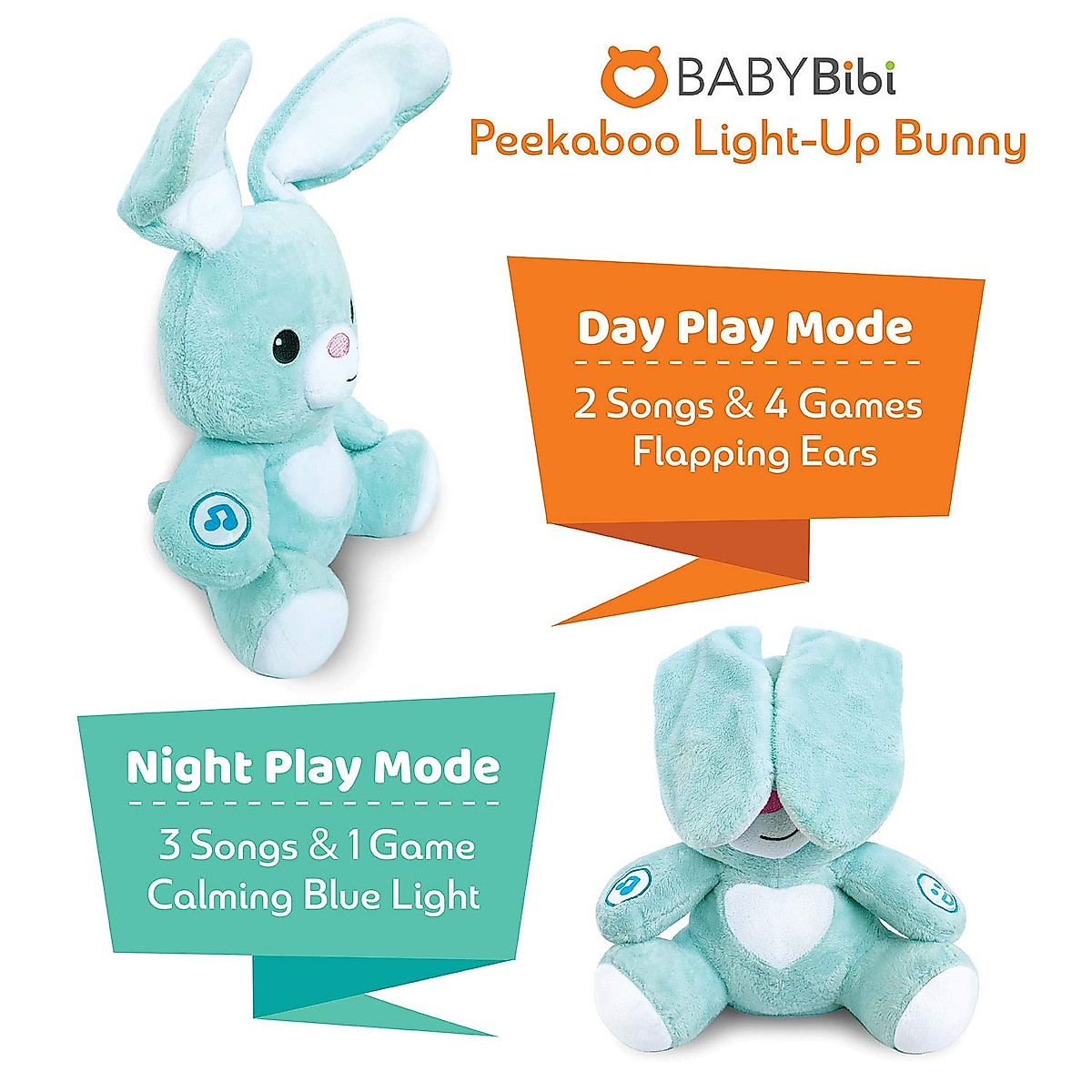 Bunny Stuffed Animal - Interactive Soft Plush Peekaboo Bunny, 16 inches Tall. Peek a Boo Animal Toy. for Ages 6 Months to 5 Year Old