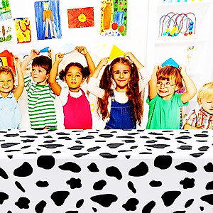 AMZPTBOY Animal Birthday Party Decorations - 54" x 108" Cow Print Plastic Tablecloth and Table Cover for Arts & Crafts Perfect for Farm Animal Themed Birthday Party Supplies and Baby Showers 2 Packs