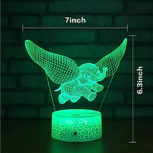 Menzee Elephant 3D Night Light for Kids,3D Lamp Optical Illusion with Remote Control&Smart Touch 7 Colors 16 Colors Changing Elephant Toys 10 9 3 5 2 8 1 7 6 4 Year Old Boy Girl Gifts