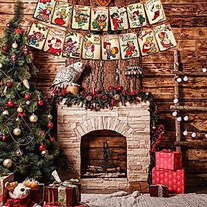 Vintage Christmas Decorations Christmas Party Banner - Christmas Decor Retro Xmas Banner Santa Claus Candy Cane Garland Indoor Outdoor,Christmas Party Favors/Sign/Photo Prop