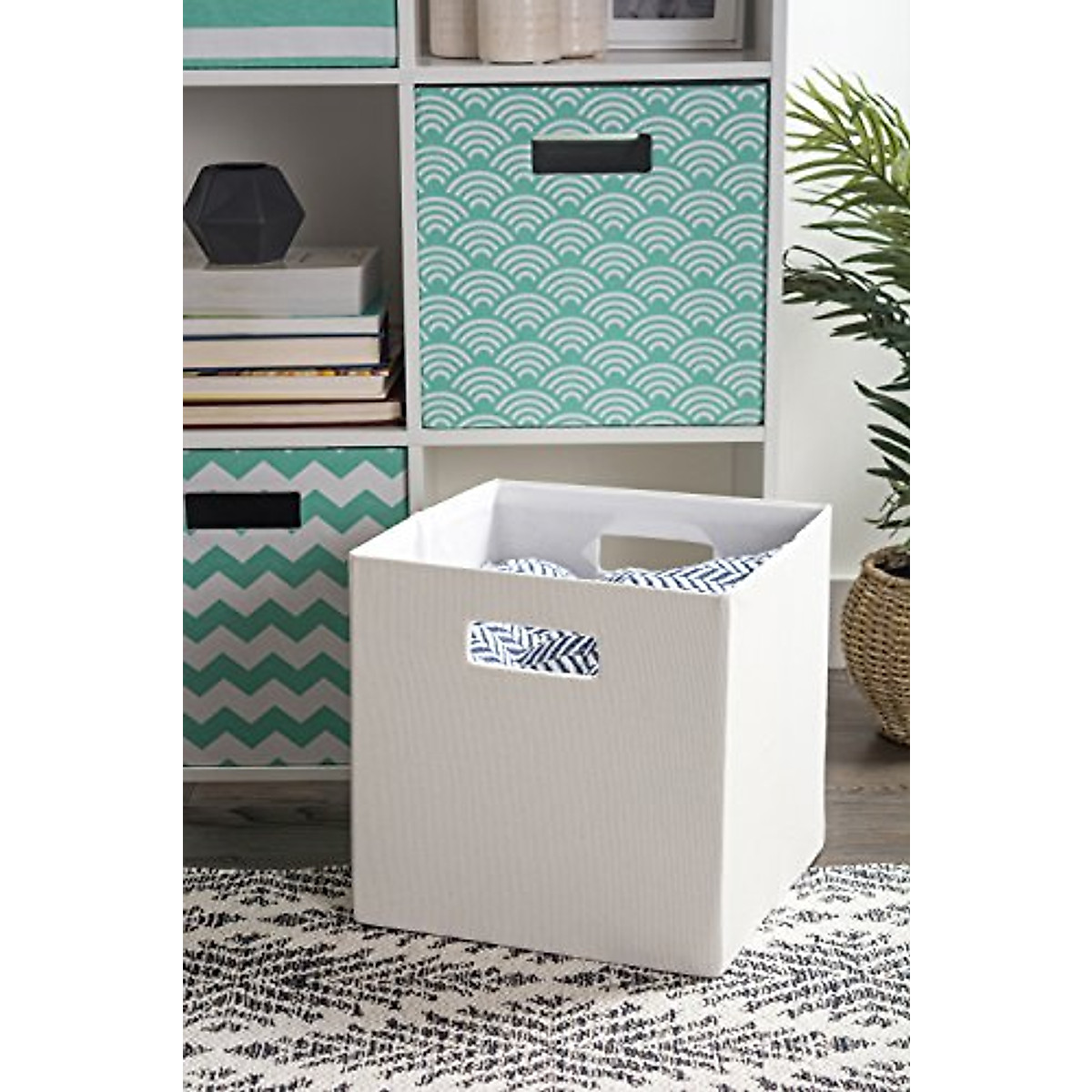 DII Poly-Cube Storage Collection Hard Sided, Collapsible Solid, Large, Off White