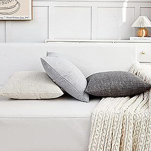 MERNETTE Pack of 2, Linen Decorative Square Throw Pillow Cover Cushion Covers Pillowcase, Home Decor Decorations for Sofa Couch Bed Chair 18x18 Inch/45x45 cm (Black)