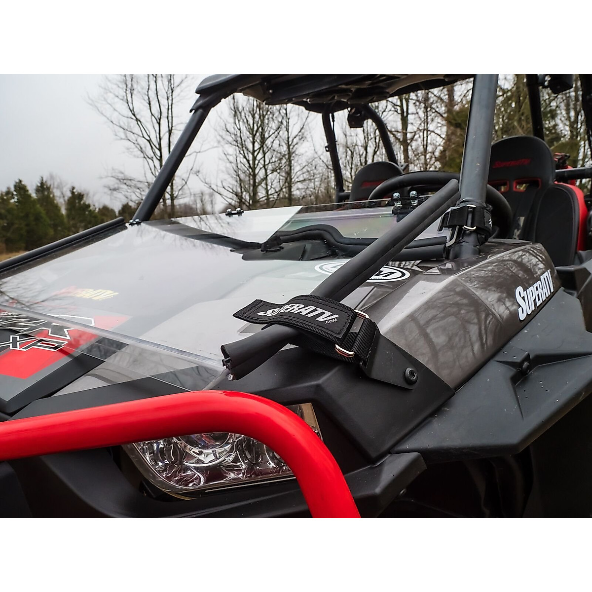 SuperATV.com Scratch Resistant Flip/Fold Down 2-in-1 Windshield for Polaris RZR 900 / S 900 / 4 900 | 1/4" Thick Polycarbonate 250X Stronger than Glass | Hard Coated | USA Made