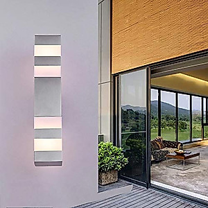 PEHUB 10W LED Outdoor Wall Light Fixture, Stainless Steel Exterior Wall Mounted Sconce, Outdoor Wall Lamp Up/Down Lights Wall Mount Light, patio balcony garden waterproof wall lantern Exterior Light F