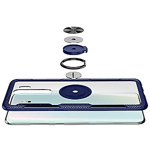 Phone Case for Xiaomi Redmi Note 8 Pro with Tempered Glass Screen Protector Clear Cover and Magnetic Stand Ring Holder Slim Hard Cell Accessories Xiami Xiomis Xiome Redme Note8 8pro Cases Men Blue