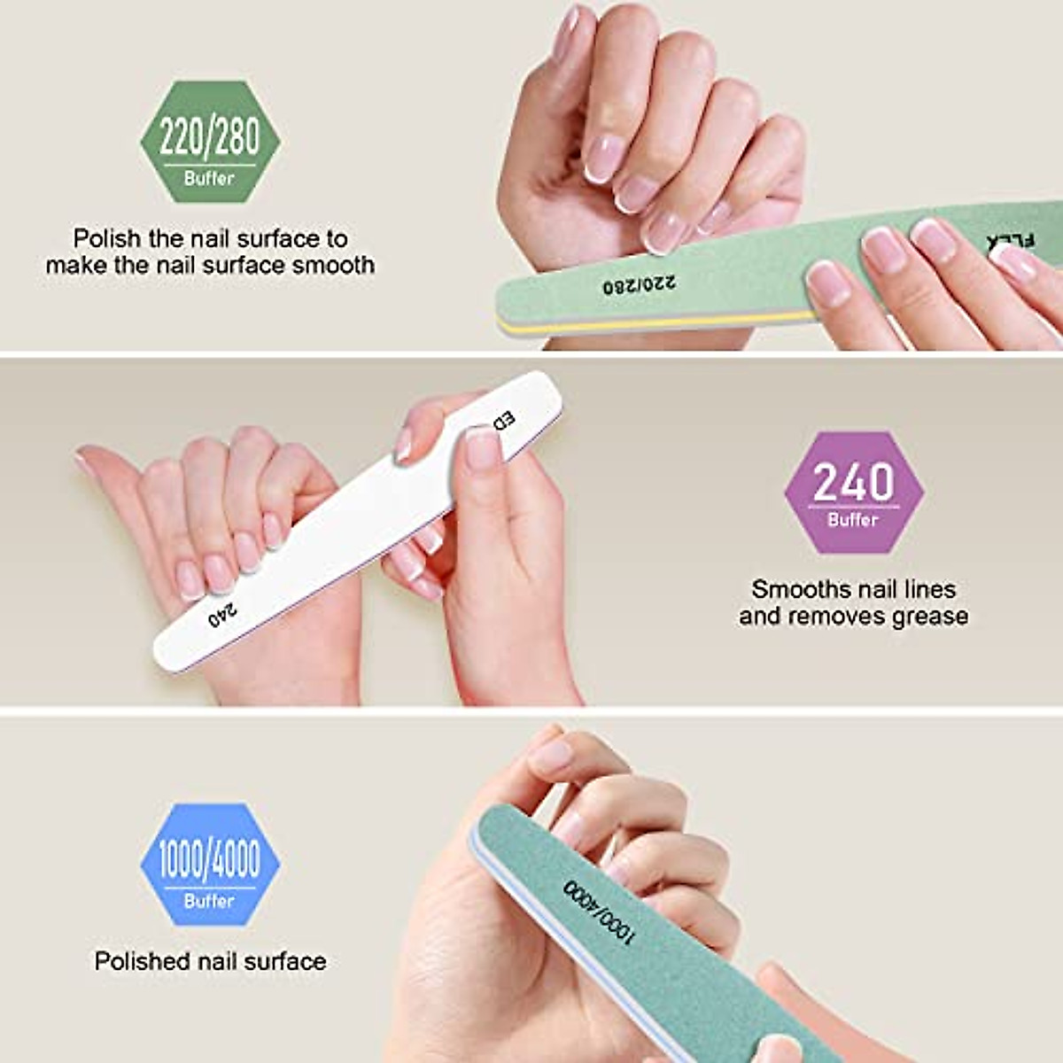 CGBE Nail File and Buffer, 12 Pcs Professional Thickness Nail File Set Double Sided Grit Nail Emery Boards for Nails Buffer Polisher Limas para Manicura for Gel Nails Manicure Tools