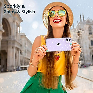 Hython Case for iPhone 11 Case Glitter, Cute Sparkly Clear Glitter Shiny Bling Sparkle Cover, Anti-Scratch Soft TPU Thin Slim Fit Shockproof Protective Phone Cases for Women Girls Girly, Clear Glitter