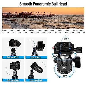 SIRUI Carbon Fiber Travel Tripod with 360° B-00K Arca-Swiss Ballhead, Mini Desktop Tripod for Mirrorless Cameras, Folded Height 12.1", Max Height 16.6″