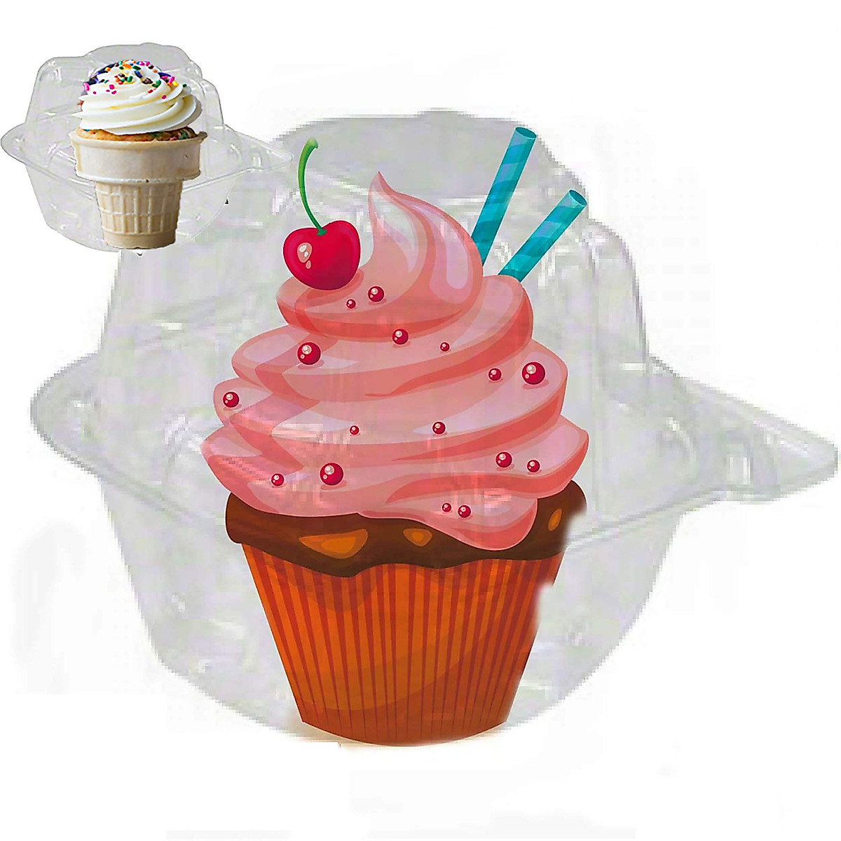 50 jumbo individual cupcake containers large Strong Quality Clear individual Cupcake and Muffin Containers plastic disposable single Compartment cupcake containers individual jumbo cupcake containers)