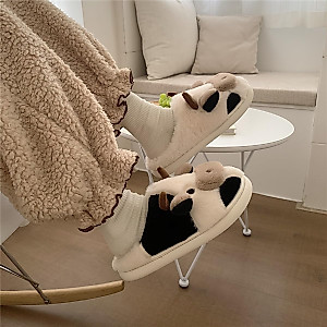XIXITIAO Cow Slippers,slippers for Women Men,Cute Fuzzy Slippers, Womens/Mens Kawaii Animal Cartoon Cotton Plush House Slippers,Cloud Bedroom Winter House Shoes for Indoor