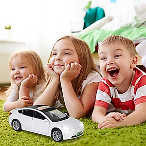 MYJJTYS Toy Car 1/32 Model 3 Metal Die Casting Pull Back Car for 3 4 5 6 7 Year Old boy Toy with Sound and Light,White