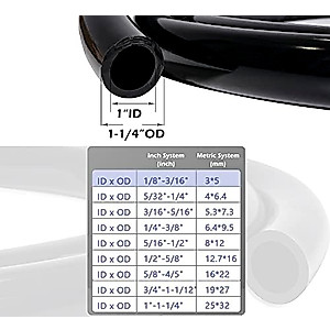 Feelers Black PVC Vinyl Tubing 1" ID x 1-1/4" OD Water Fish Tank Aquarium Air Line Lightweight Hose BPA Free, 9.84 Feet