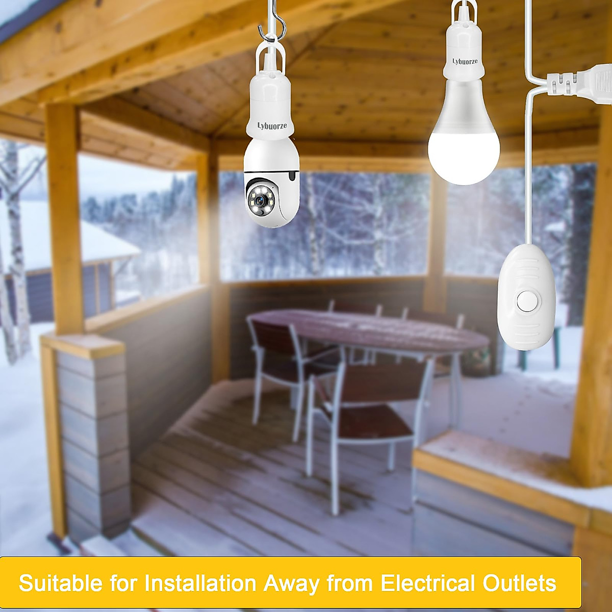 Lybuorze 23 ft Extension Hanging Lantern Pendant Light Lamp Cord Cable, Plug in Hanging Lamp Cord Kit with On Off Switch and E26 E27 Socket, Hanging Light Socket with Cord for Bedroom Garage Farmhouse