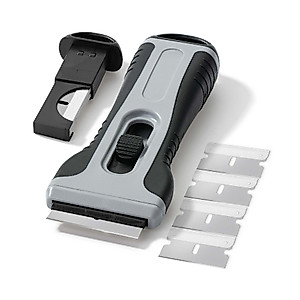 Bates- Razor Blade Scraper, Razor Scraper Set with 15 Extra Blades, Razor Scraper with Built-in Blade Storage Box, Window Scraper Tool, Glass Scraper Blades, Blade Scraper, Razor Blade Retractable