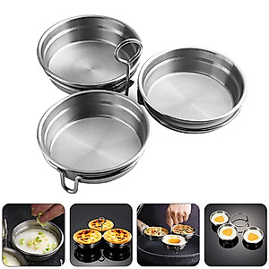 YARNOW 2pcs Stainless Steel Egg Poacher Pan 3 Poached Egg Cups for Poached Eggs Brunch Breakfasts Microwave Egg Poachers Kitchen Gadgets with Oil Brush