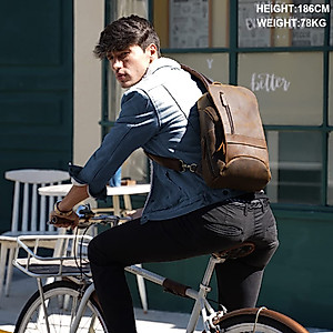 TIDING Vintage Full Grain Leather Sling Bag Travel Hiking Crossbody Chest Daypack For Men