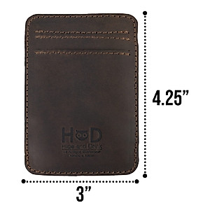 Hide & Drink, Slim Magic Wallet, Cards and Cash Organizer - Handmade from Full Grain Leather - Bourbon Brown