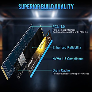 INLAND 8TB Performance Plus NVMe Internal Gaming SSD Solid State Drive - Gen4 PCIe, M.2 2280, DRAM Cache, 176-Layer TLC 3D NAND Flash, Up to 7000MB/s