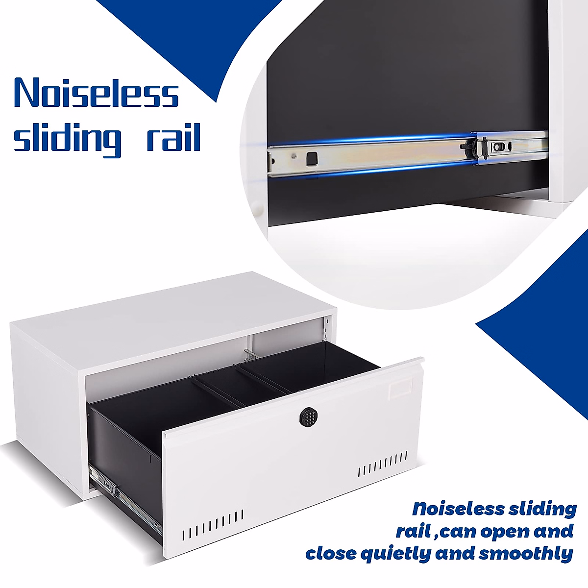 Warmiehomy Metal Lateral File Cabinet for Home Office with Electronic Digital Lock White Filing Cabinet Storage Cabinet Organizer fits A4/Letter/Legal Size Printer Stand