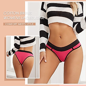 BAJAOEY Cheeky Underwear for Women, Womens Underwear Cotton Pop Vivid Color Soft Bikinis Panties for Young Ladies 5 Pack