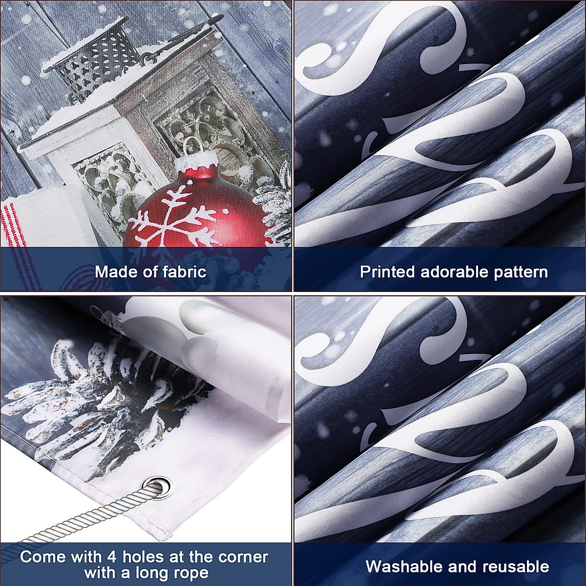 Christmas Wood Photography Backdrop Merry Christmas Santa Claus Gifts Background Rustic Barn Snowflakes Photo Background for Winter Holiday Home Decor Xmas Party Photography Props, 73 x 43 Inches