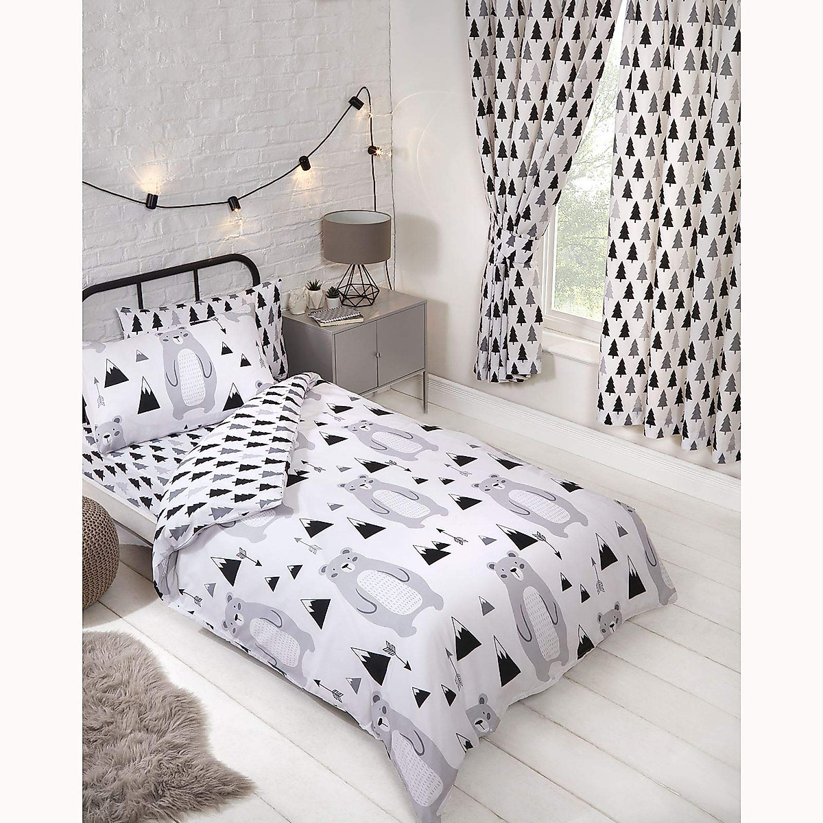 Price Right Home Scandi Bear Single Duvet Cover and Pillowcase Set