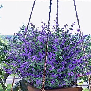 Outdoor Artificial Flower 24 Bundles Fake Flowers Lavender Plants Faux UV Resistant Plastic Greenery Shrubs for Outside Indoor Hanging Plant Garden Porch Window Box Home Farmhouse Decor (Purple 24P)