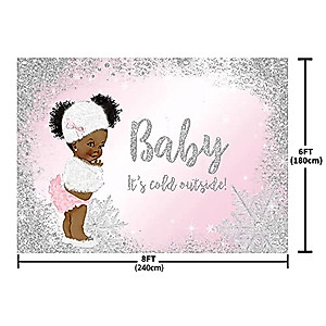 AIBIIN 8x6ft Baby It's Cold Outside Backdrop Baby Shower Party Decorations Supplies for Girl Winter Wonderland Glitter Snowflake Christmas Xmas Pink Photography Background Banner Photo Shoot Props