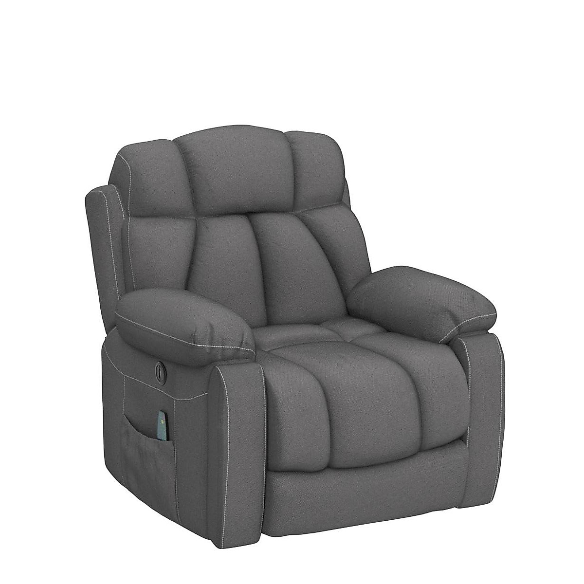 CANMOV Large Power Lift Recliner Chairs with Massage and Heat for Elderly Big People, Heavy Duty Motion Reclining Mechanism-Anti Skid Fabric Recliner Chair with 2 Concealed Cup Holders,Dark Gray