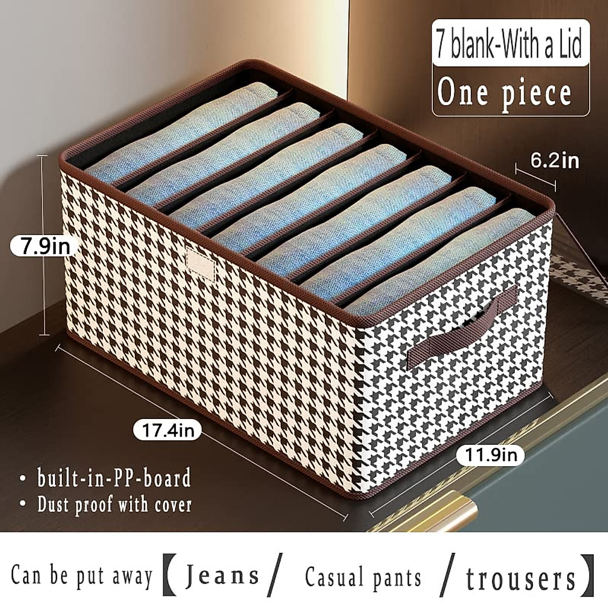 Ozeupeka foldable indoor clothes storage box with handles, large space closet closet storage storage box for clothes/jeans/skirts/shirts/T-shirts, 1PCS (7 Grids)